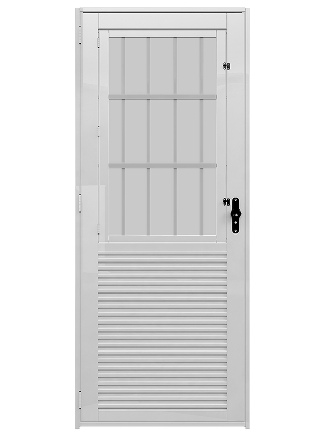 PORTA DE ABRIR COM POSTIGO 3 VIDROS TEMPERADO E GRADE ALUMÍNIO BRANCO ...